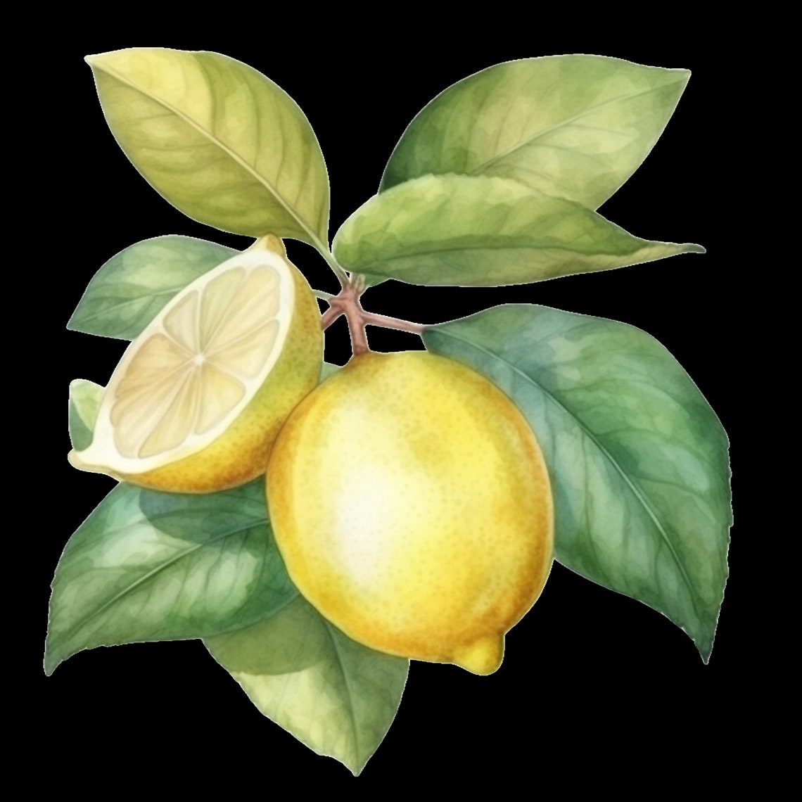 10 PNG Lemon Watercolor Clipart, Lemon Branch Clipart, Lemon Wreath ...