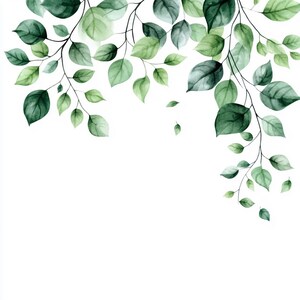 Watercolor Green Leaves Clipart: Botanical Foliage PNG (digital ...