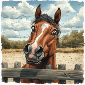 Watercolor Goofy Horse Clipart: Funny Cartoon Images (digital Image) - Etsy