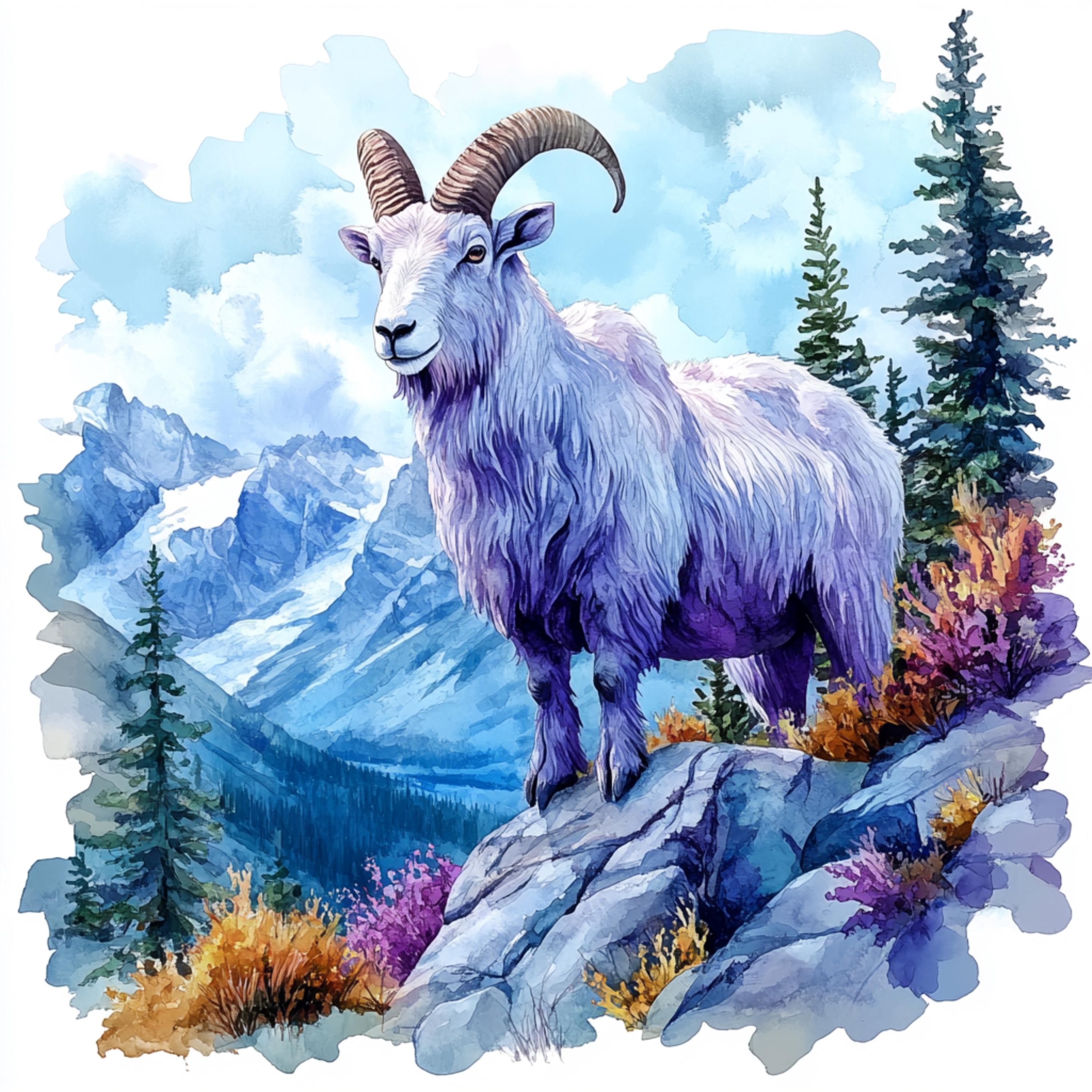 10 Aries Zodiac Sign Clipart, Mountain Goat Wall Art, High-quality JPG ...