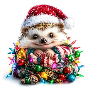 Christmas Hedgehog Clipart: Festive Holiday Animal Art (digital ...