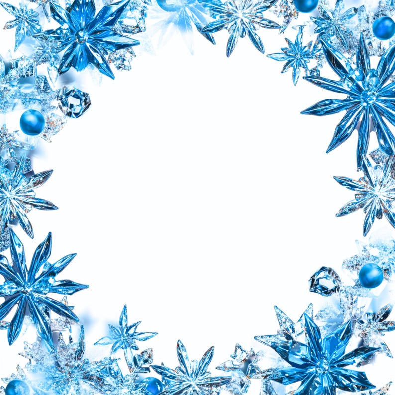 Christmas Snowflake Frame Clipart: Icy Winter Border (digital Images ...