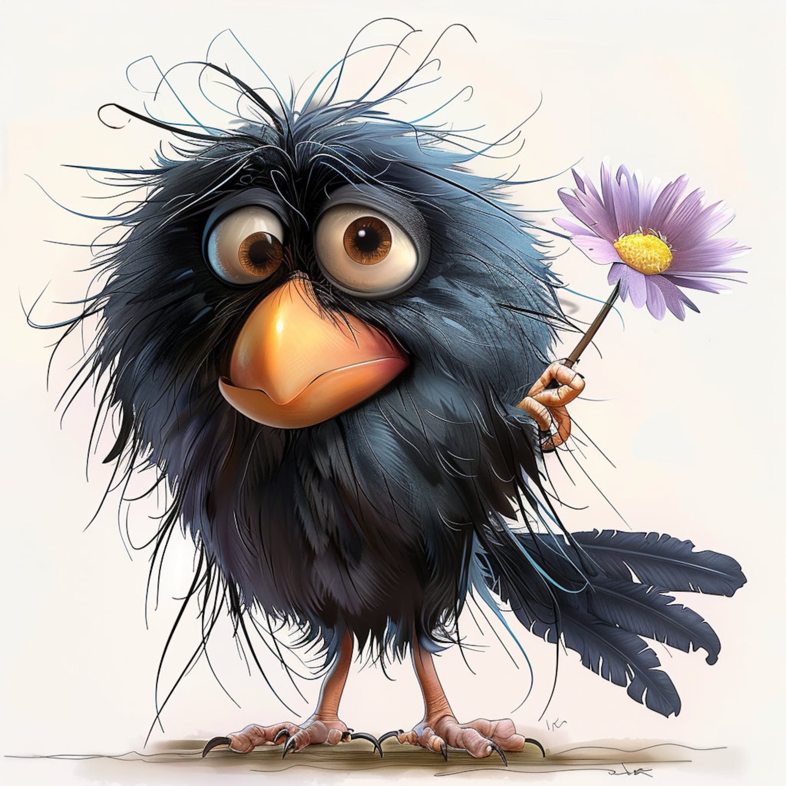 Cartoon Bird With Flower Clipart, Commercial License (PNG and JPG ...