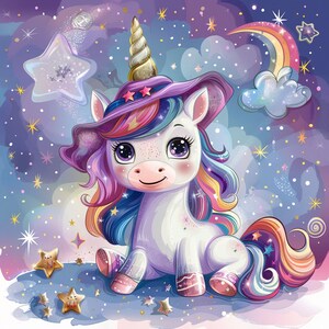 12 Rainbow Unicorn Clipart, Unicorn Clip Art Cloud, Cute Unicorn Stars ...
