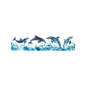 10 PNG Dolphins Border Clipart, Watercolor Dolphin, Clipart Border ...