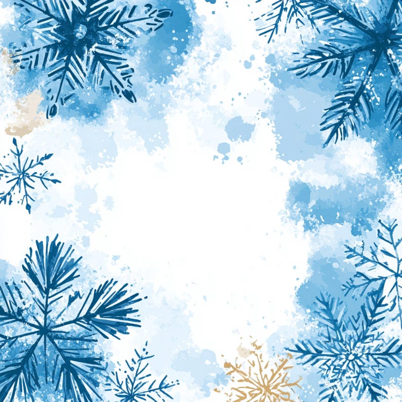 Blue Snowflake Christmas Background: Holiday Clipart (digital Download ...