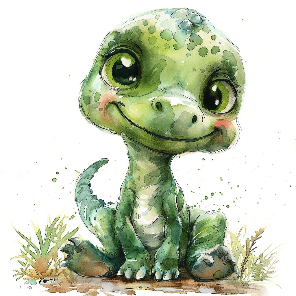 12 Baby Dino, Clipart, Baby Dinosaur, Printable Watercolor Clipart ...