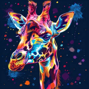 Neon Giraffe Watercolor Clipart Bundle: Rainbow Animals (JPG) - Etsy