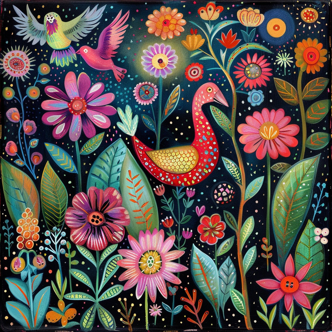 Folk Art Bird Clipart: Watercolor Scandinavian Spring (JPG) - Etsy UK