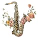 12 Floral Saxophone Clipart, PNG, Saxophone With Flowers Png, Printable ...
