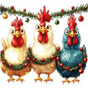 Christmas Chicken Clipart: Festive Holiday Designs (digital Download ...