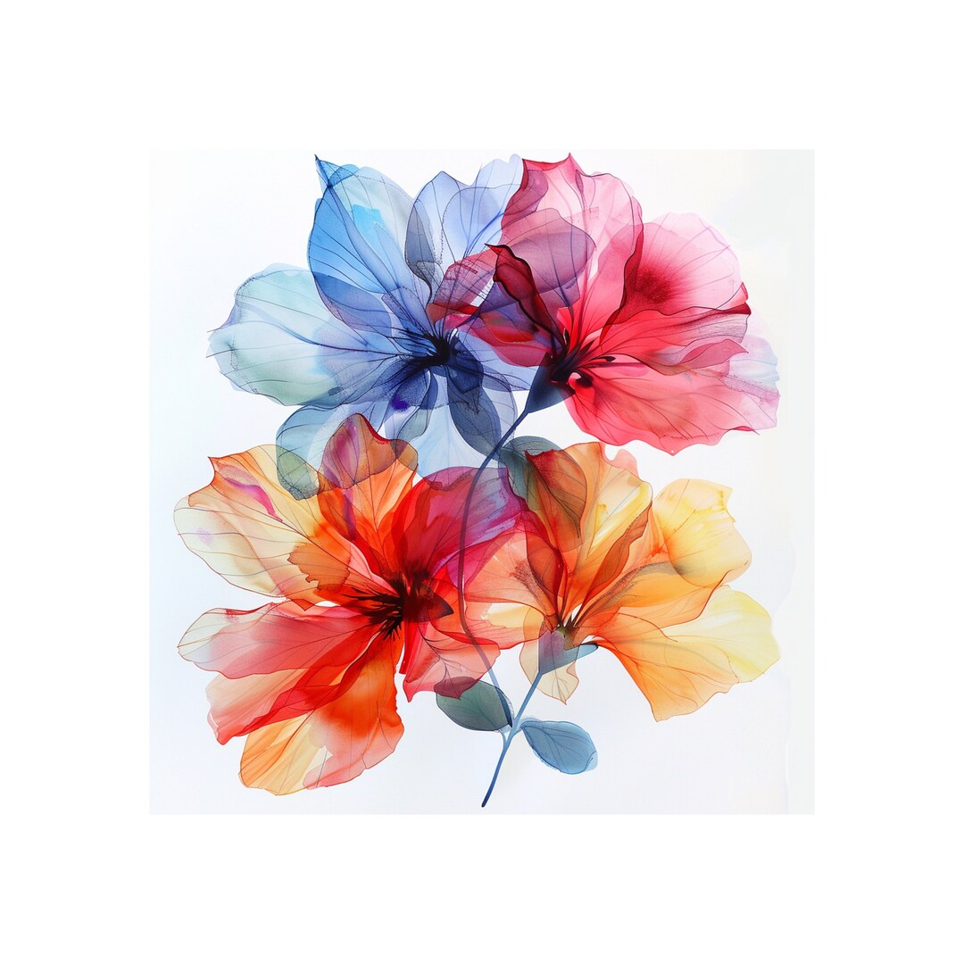 Watercolor Flowers Clipart: Red, Blue, Orange Floral Prints (12 JPG) - Etsy