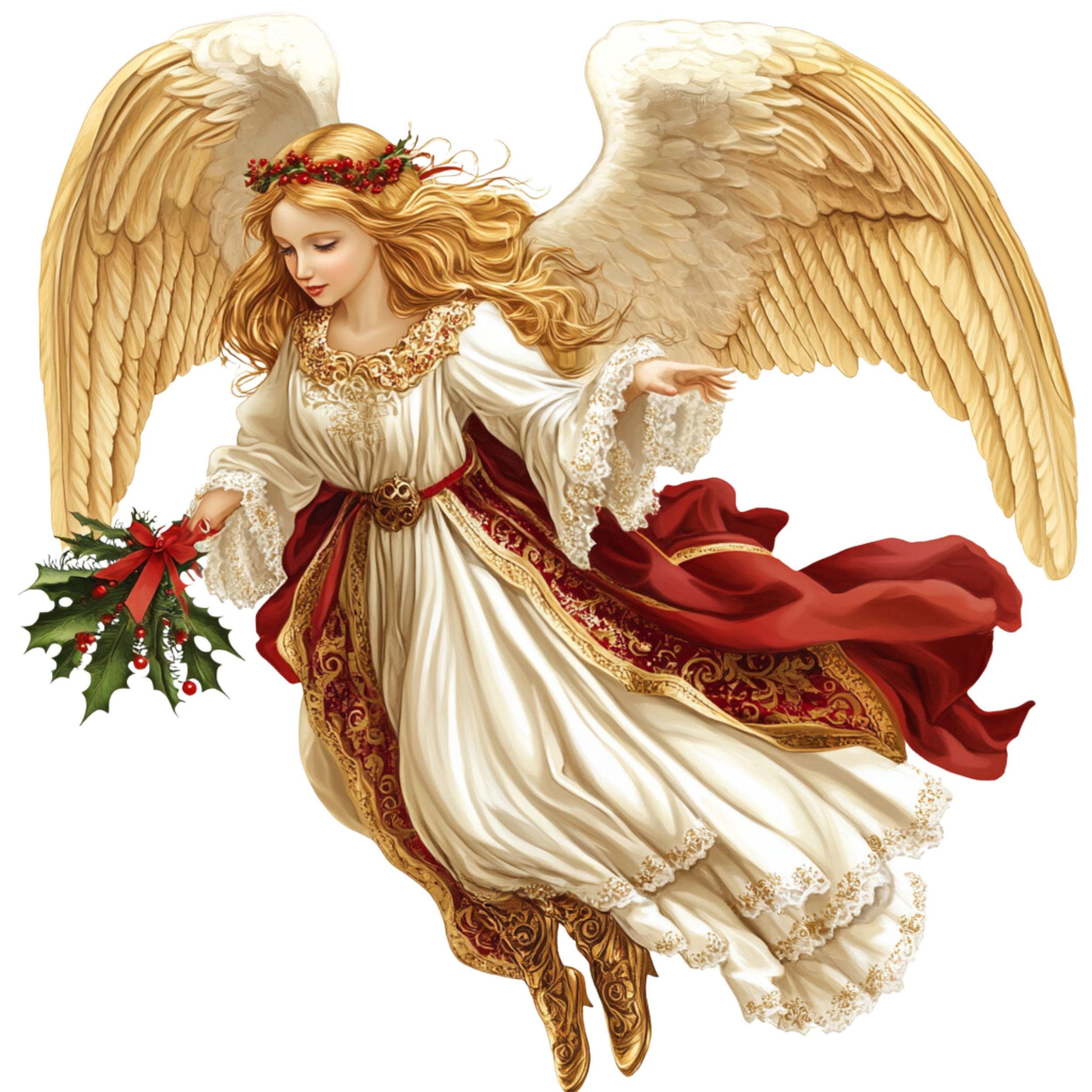 Vintage Christmas Angel Clipart: Festive Ornament Design (digital ...