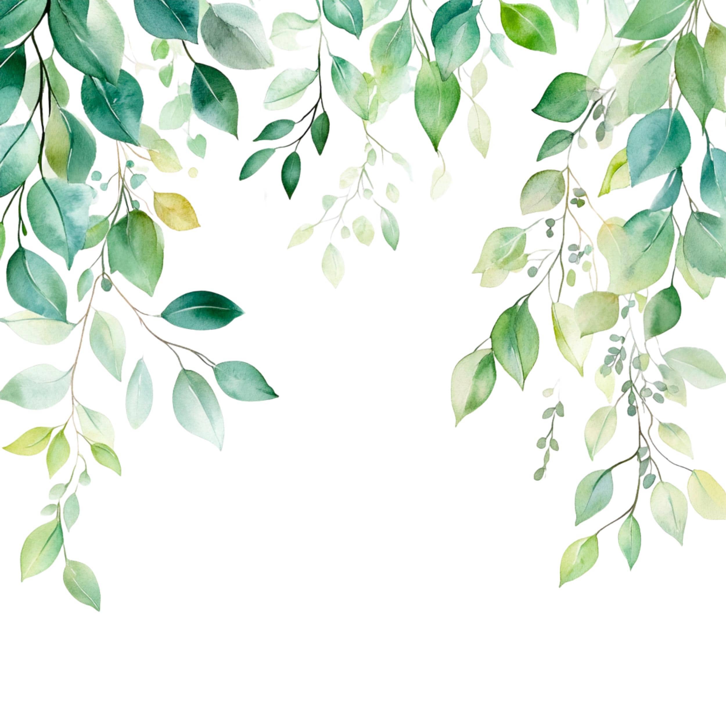 Watercolor Green Leaves Frame Clipart: Botanical PNG (digital Download ...