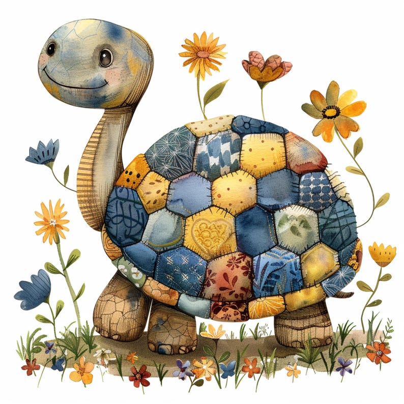 Patchwork Turtle Clipart, Spring Kids Wall Art (digital Download) - Etsy