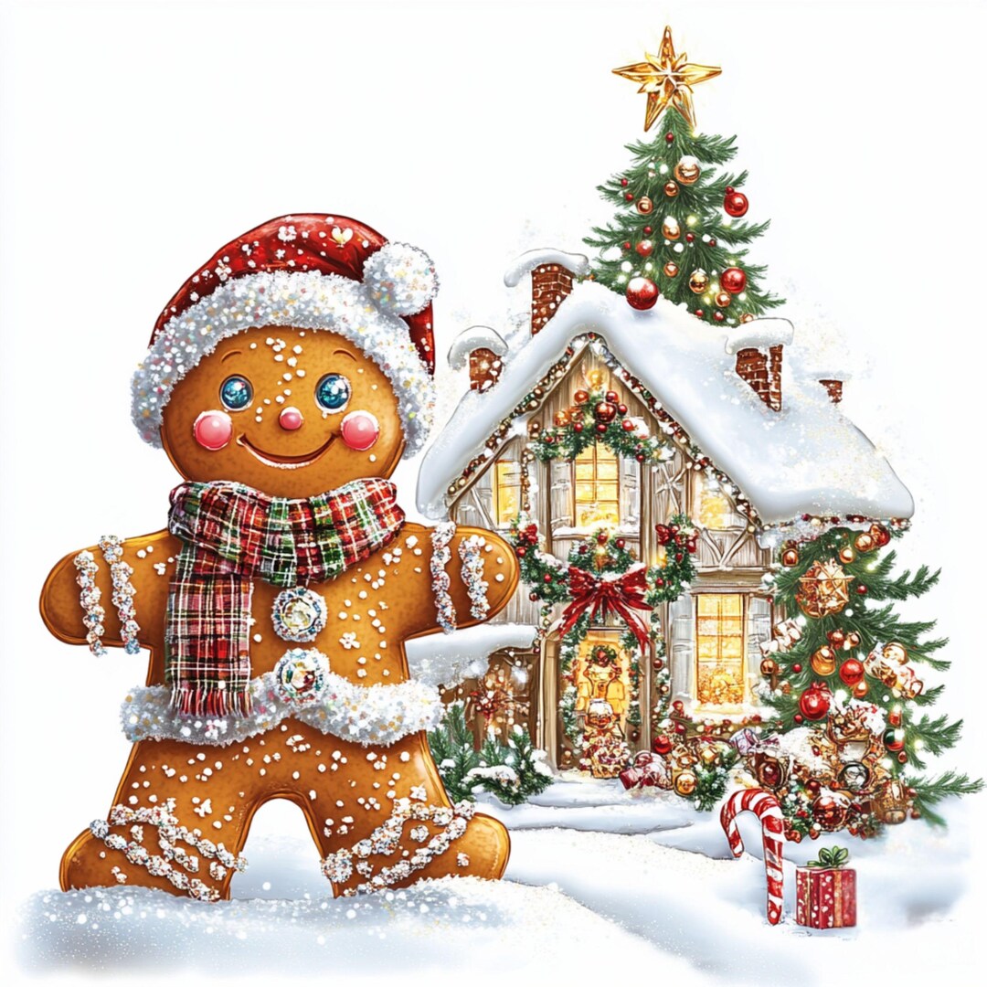 10 CHRISTMAS GINGERBREAD Digital Images, Cute Christmas Gingerbread Man ...