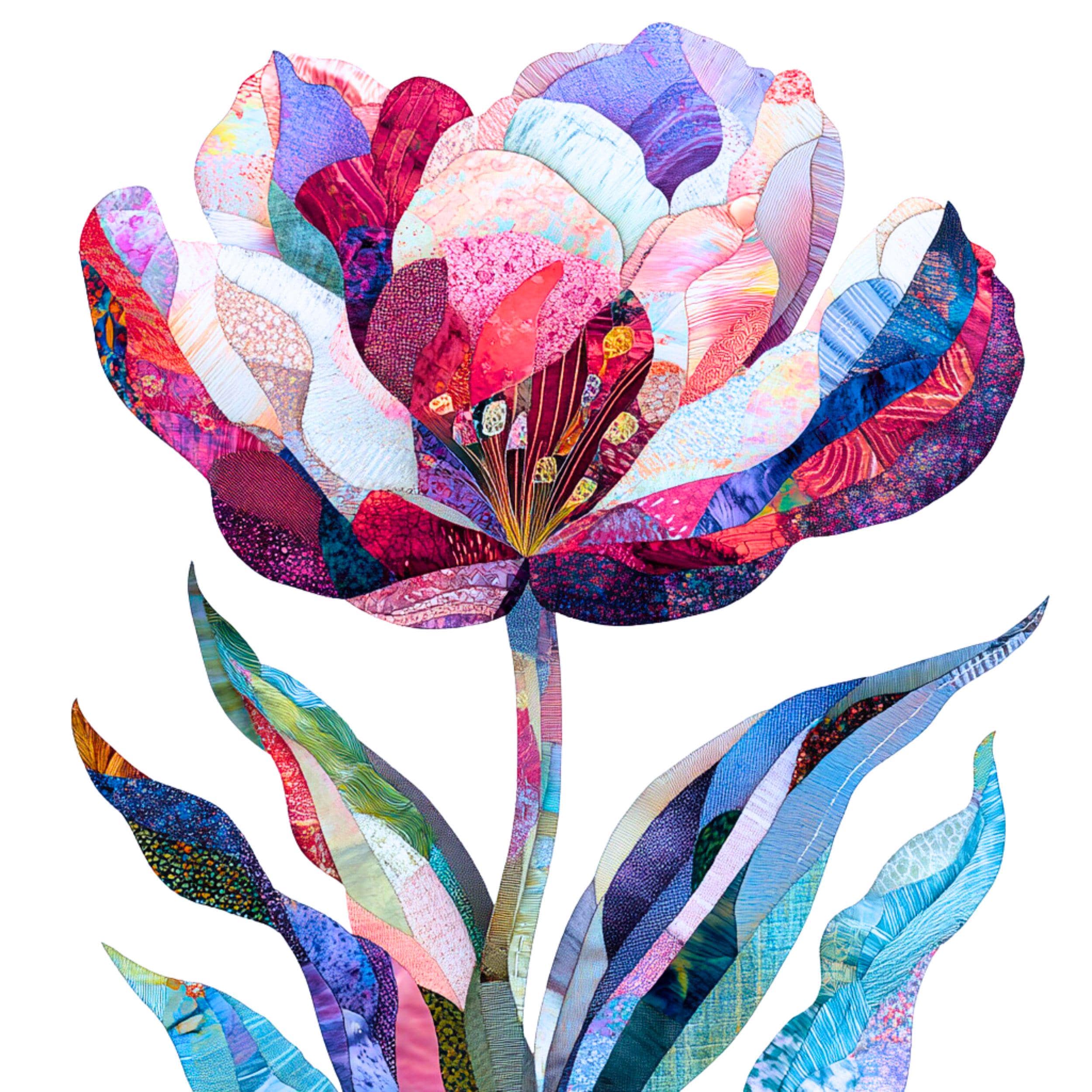 Mosaic Tulip Digital Art: Floral Illustration (digital Download ...