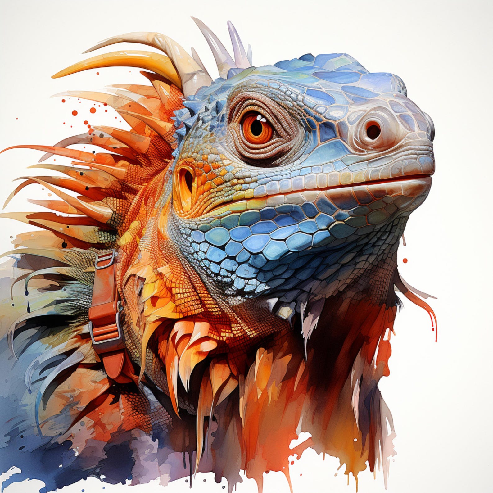 Neon Iguana Clipart: Watercolor Rainbow Lizard Art (JPG Download) - Etsy