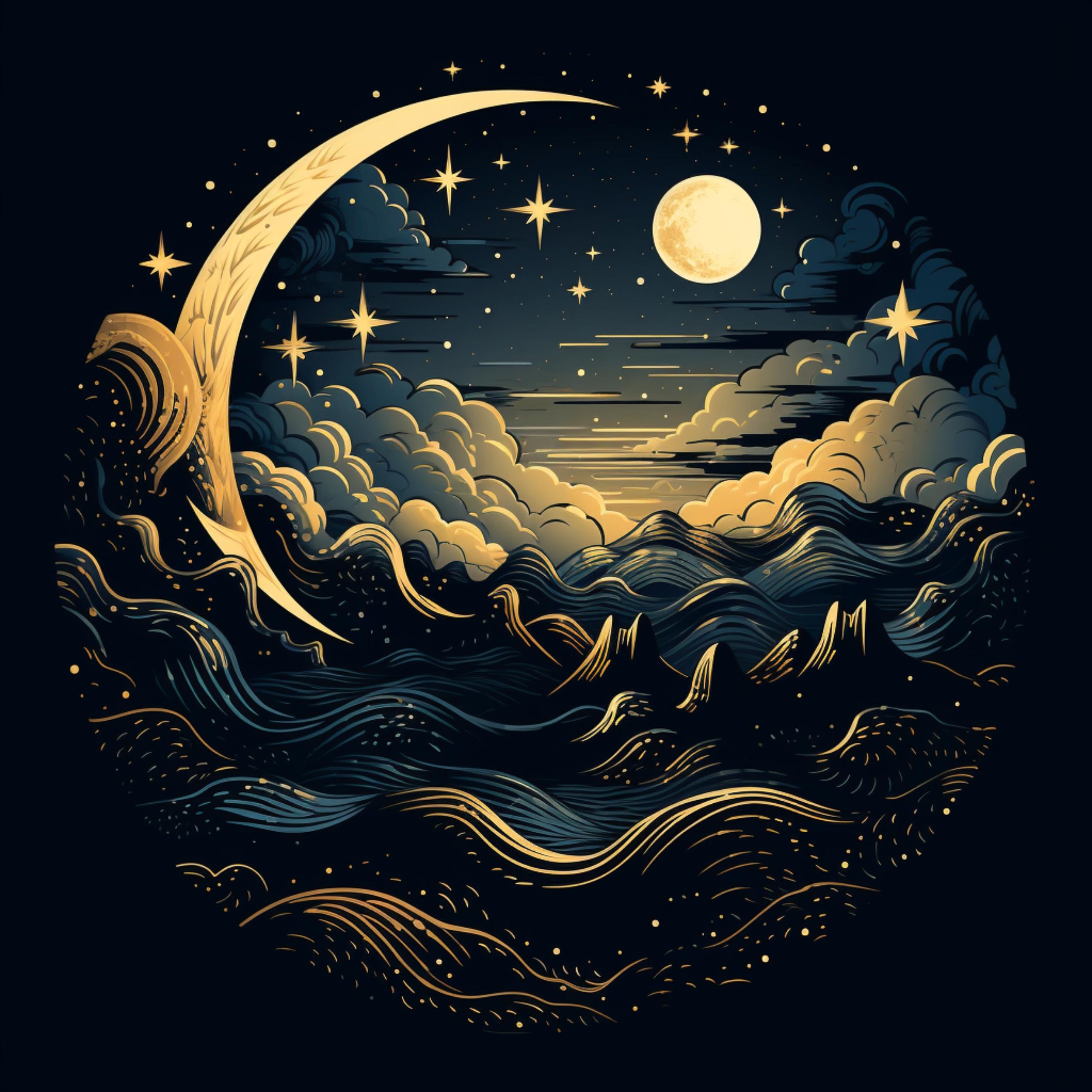 Romantic Watercolor Moon Clipart: Night Sky Illustrations (digital ...
