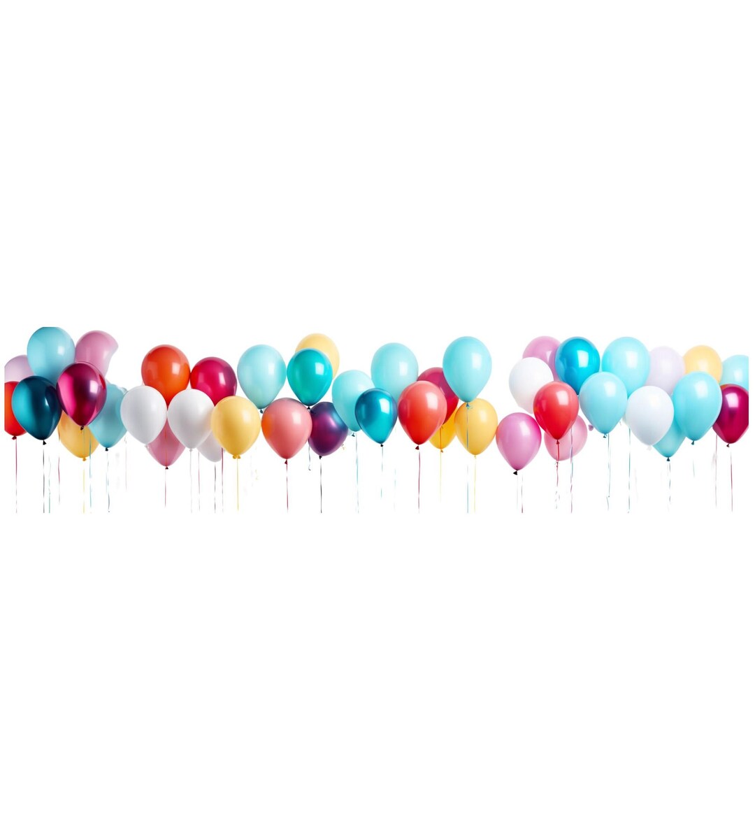 Birthday Balloons Border Clipart: Party PNG Graphics (digital Download ...