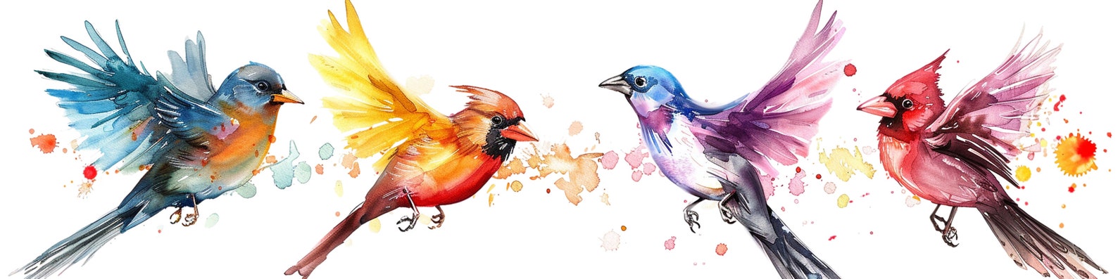 Watercolor Wild Birds Clipart: PNG Printable Bird Graphics (digital ...