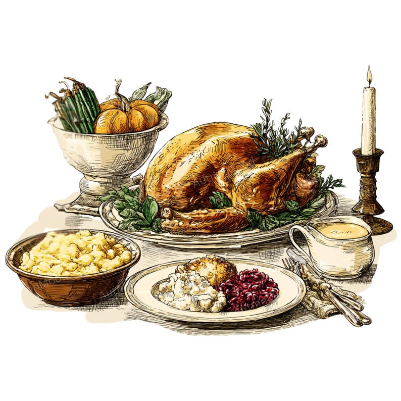 12 Thanksgiving Turkey Clipart: Holiday Feast PNG (digital Download) - Etsy