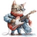 12 Rocker Cat Cliparts, PNG Rockstar Cat Image, Cat Musician, Cat ...