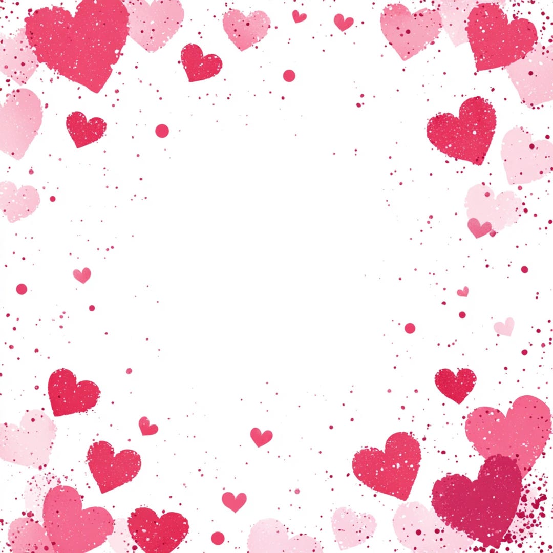 12 Pink Hearts Frame Valentine's Day JPG, Love Heart Border Clipart ...