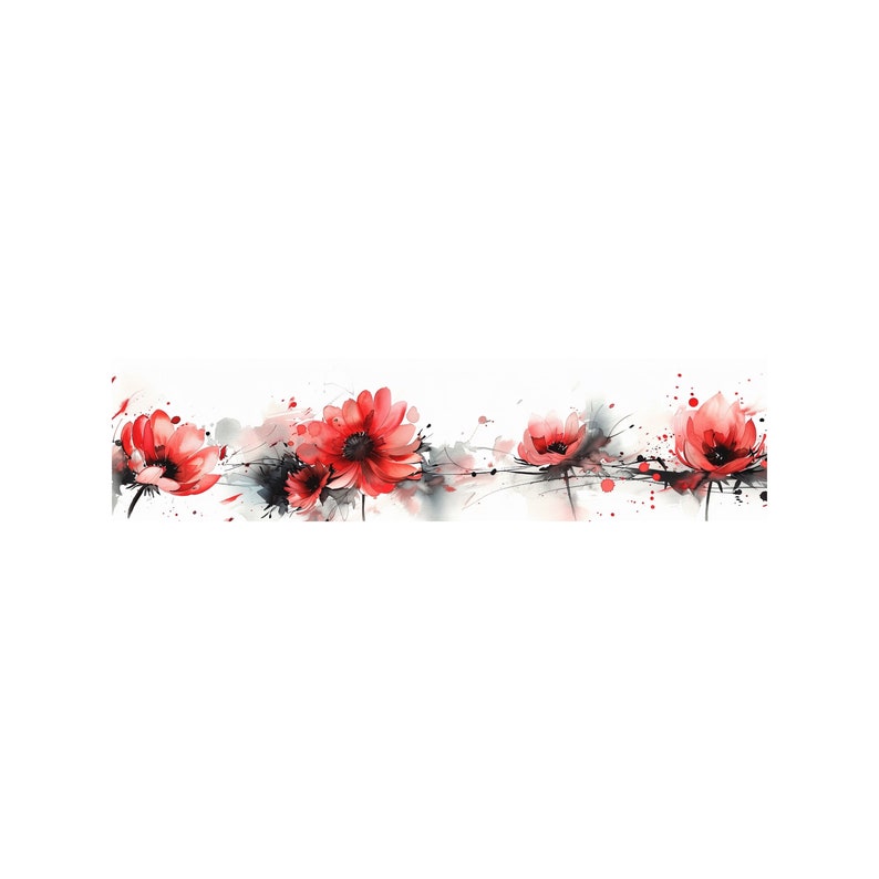 Red Flower Border Clipart: Floral Illustration (JPG), Spring Clipart - Etsy