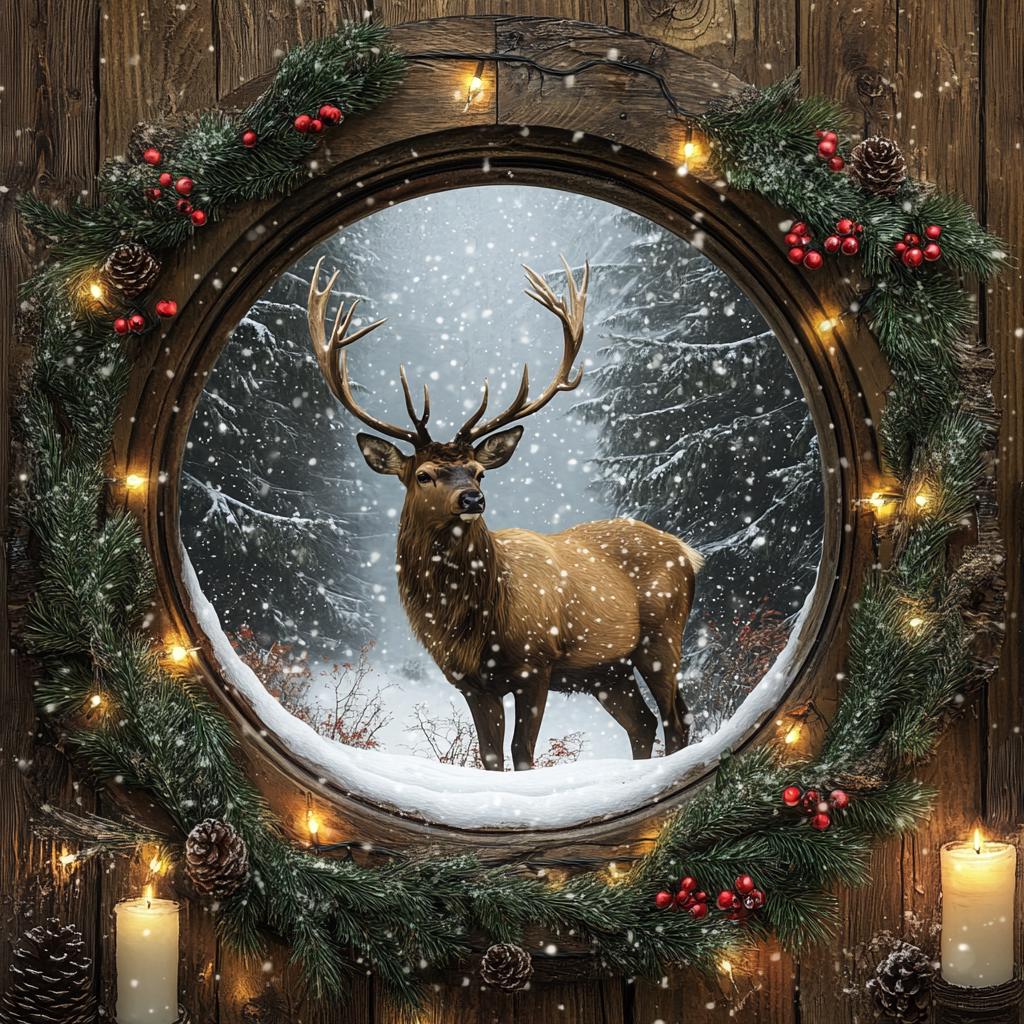 Christmas Reindeer Window Clipart: Festive Holiday Art (digital Images ...