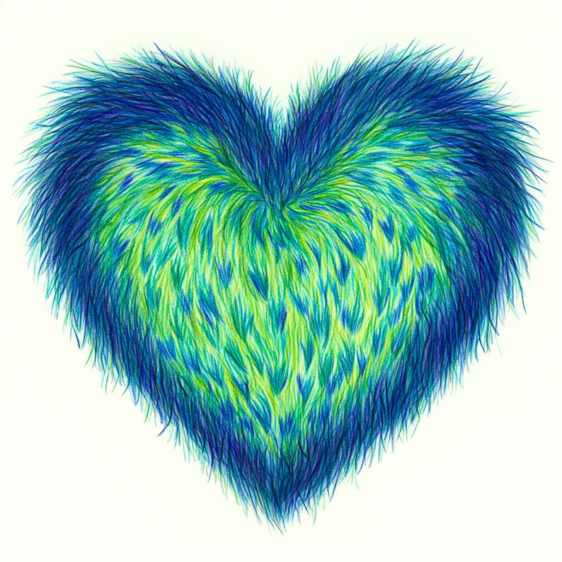 Furry Heart Clipart, Hairy Cute Heart Illustration, Valentine’s Day ...
