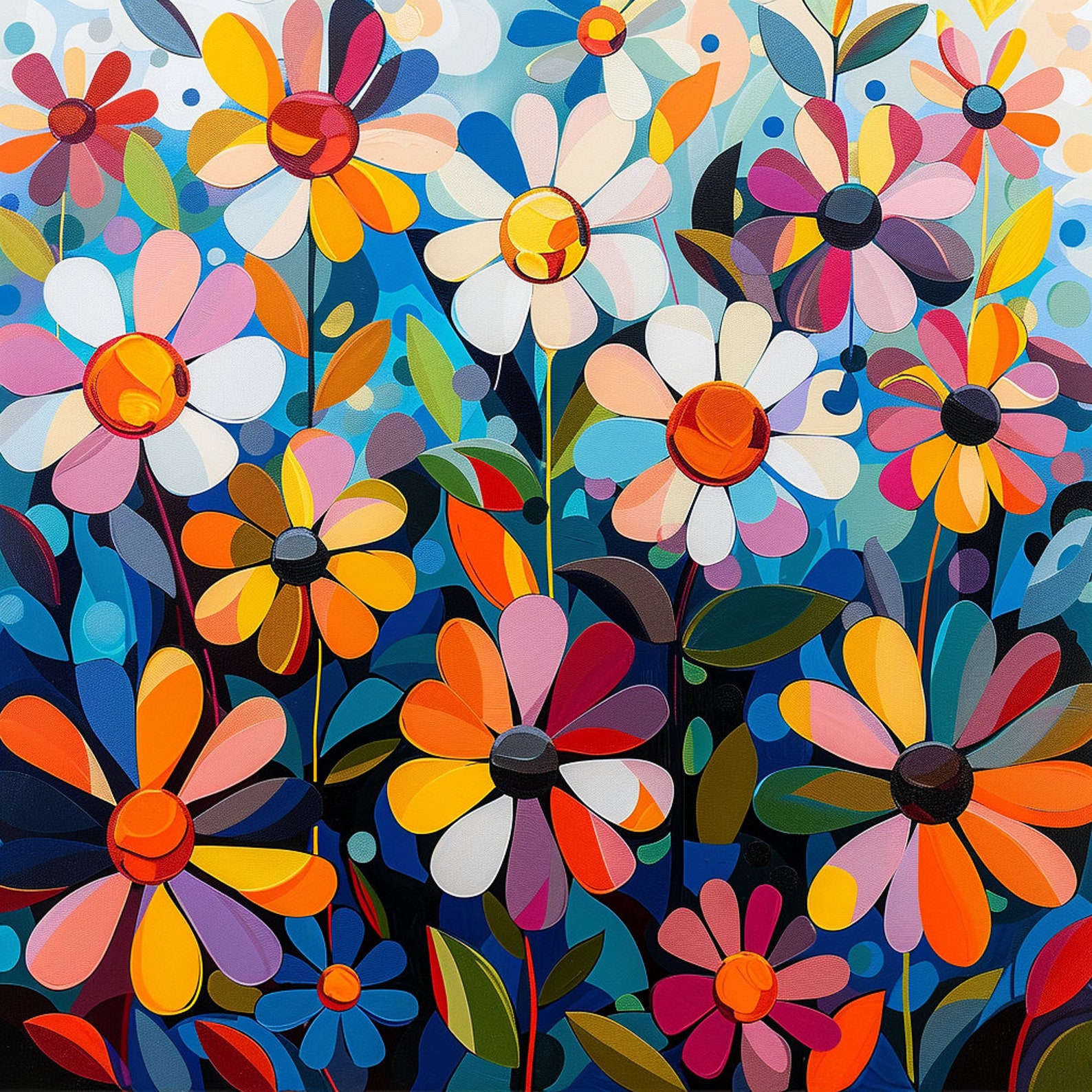 Abstract Flowers Clipart: Colorful Floral Art, Scrapbook Graphics (JPG ...