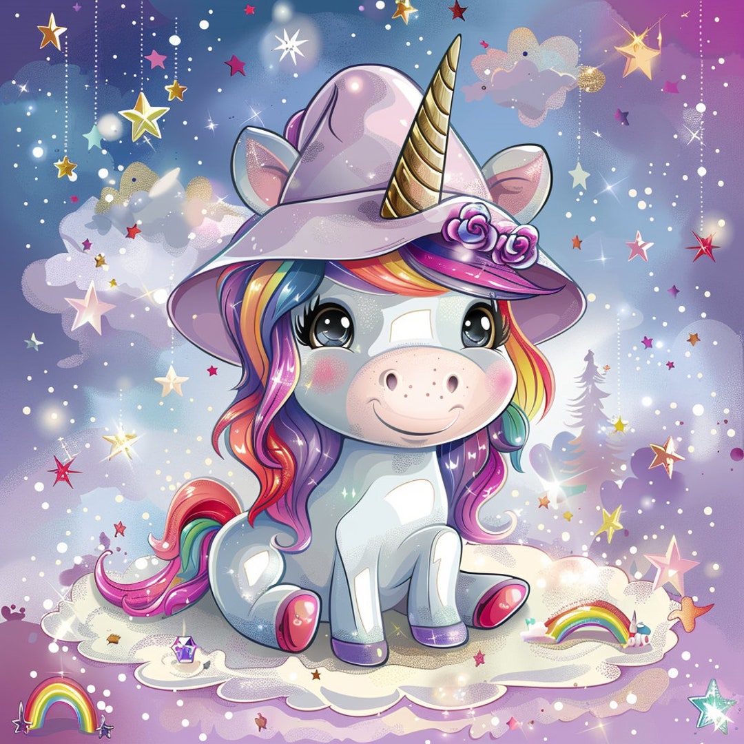 12 Rainbow Unicorn Clipart, Unicorn Clip Art Cloud, Cute Unicorn Stars ...