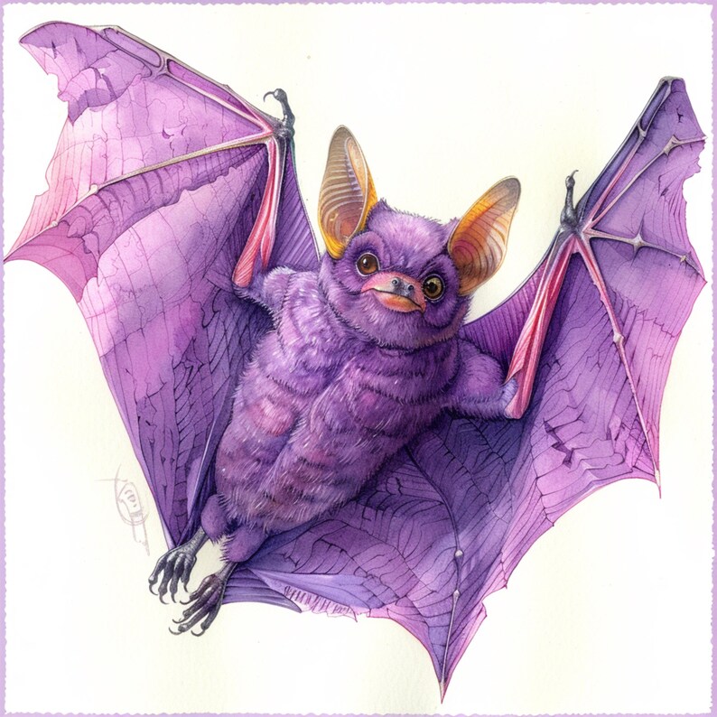 12 Bat Neon Clipart, Bat Clip Art Wall Art, Watercolor Bat Clipart ...