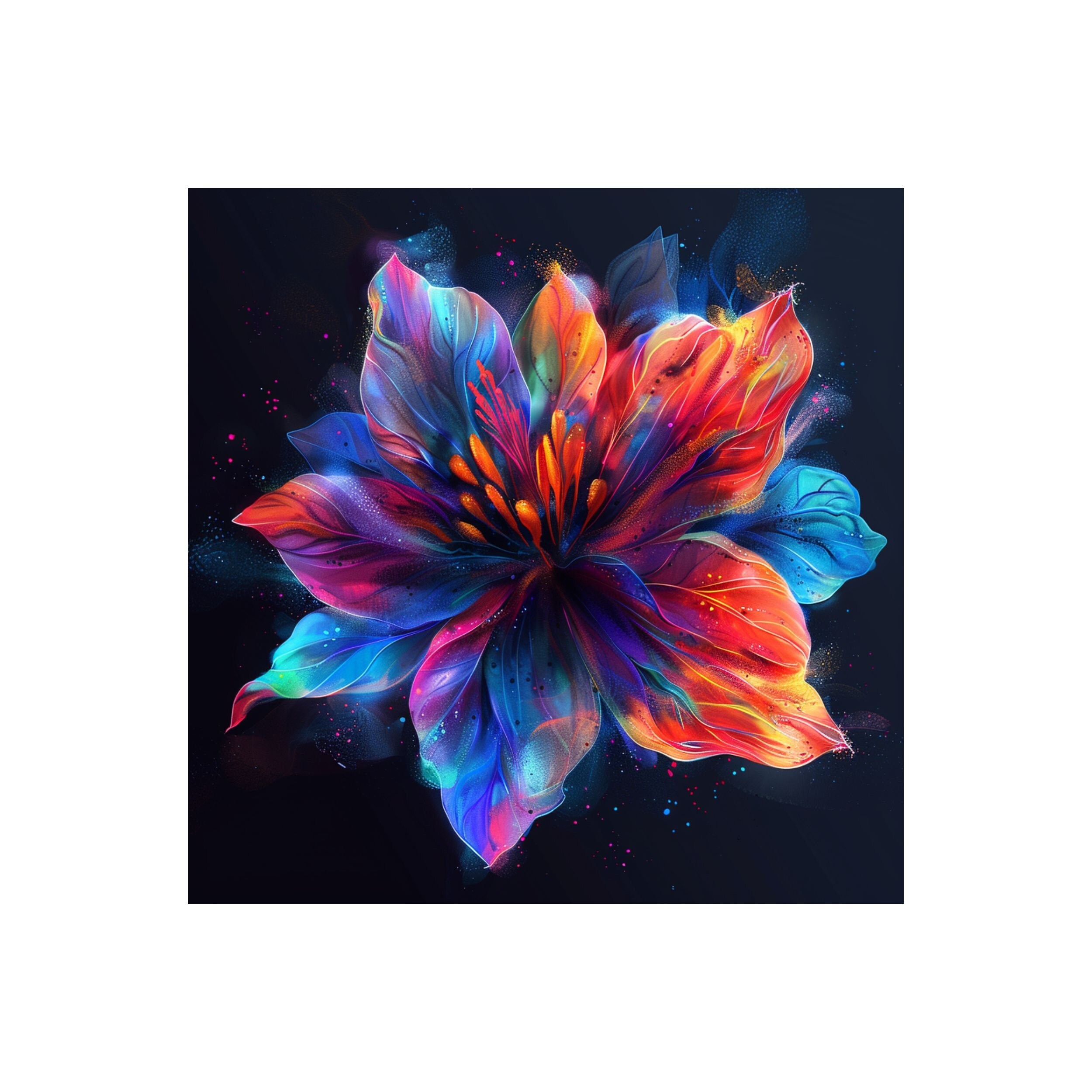 12 JPG FLUORESCENT Flowers Neon Clipart, Printable Watercolor Clipart ...