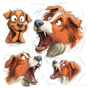 Funny Dog Clipart: Goofy Watercolor Dog Icons (PNG) - Etsy