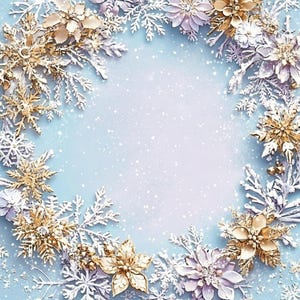 12 Christmas Frame Winter Clipart, Floral Snowflake Frames, High ...