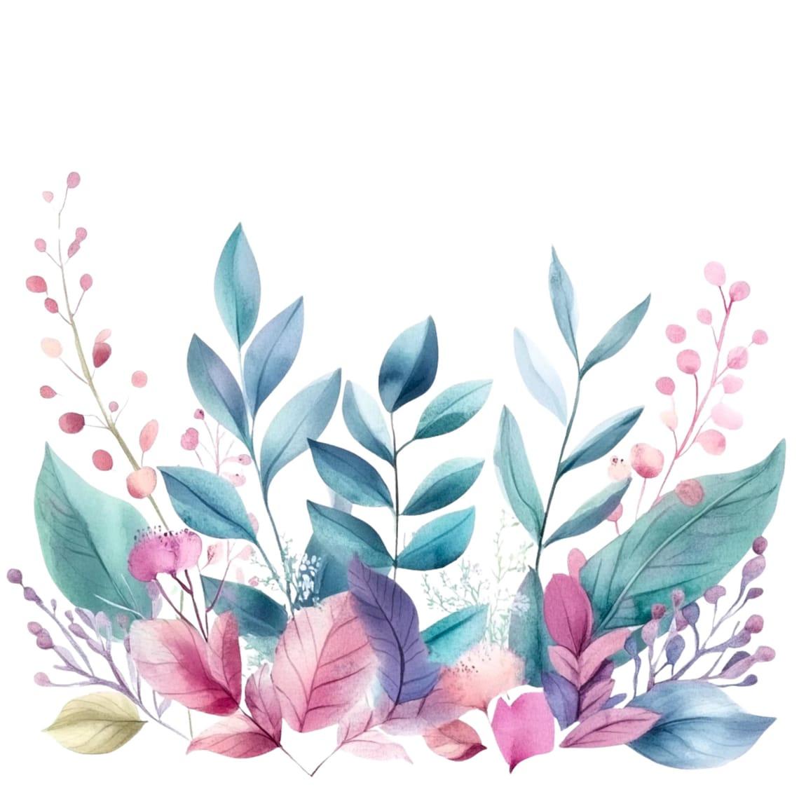 Watercolor Green Leaves Frame Clipart: Botanical PNG (digital Download ...
