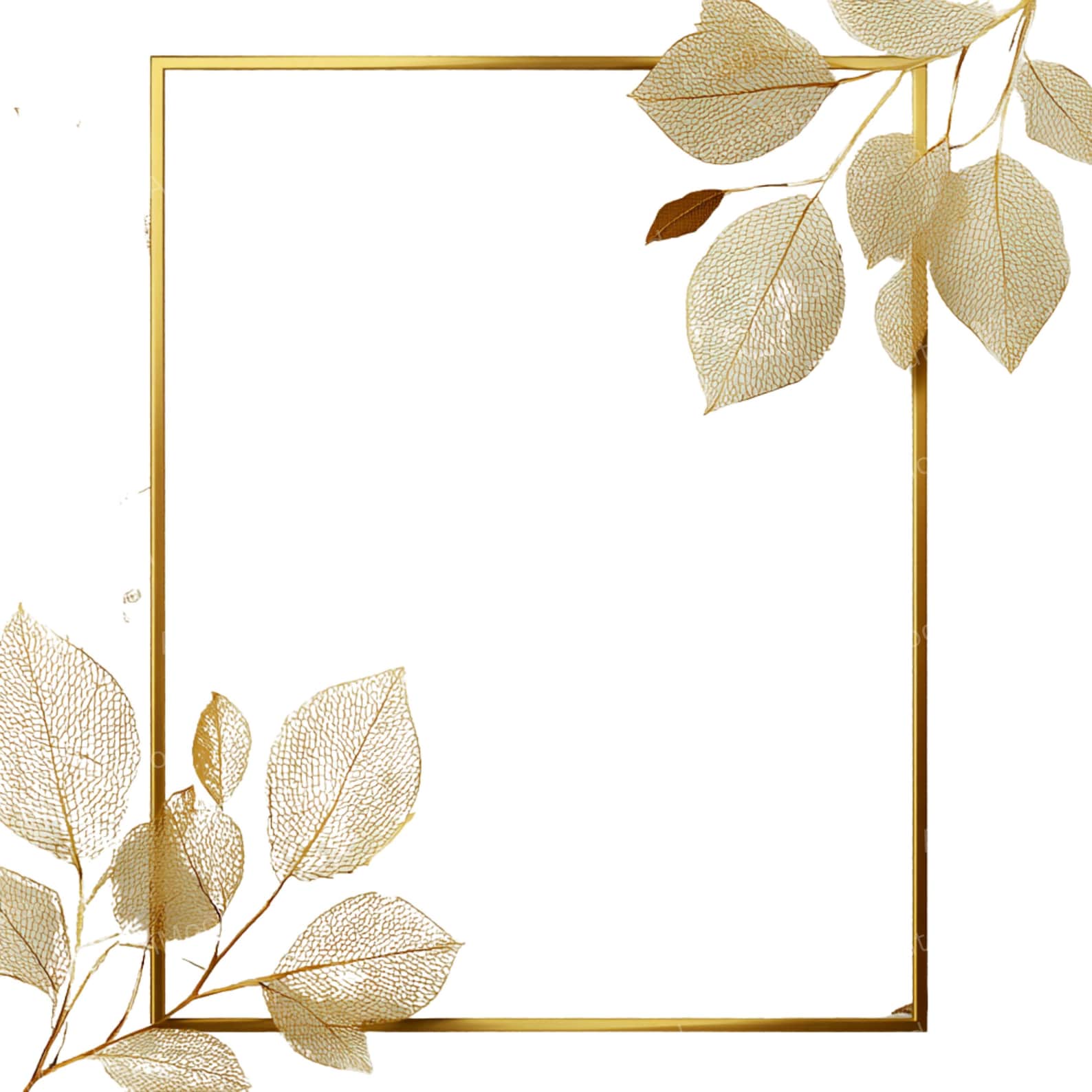 12 Gold Leaf Frame Clipart: Elegant PNG Borders (digital Download ...
