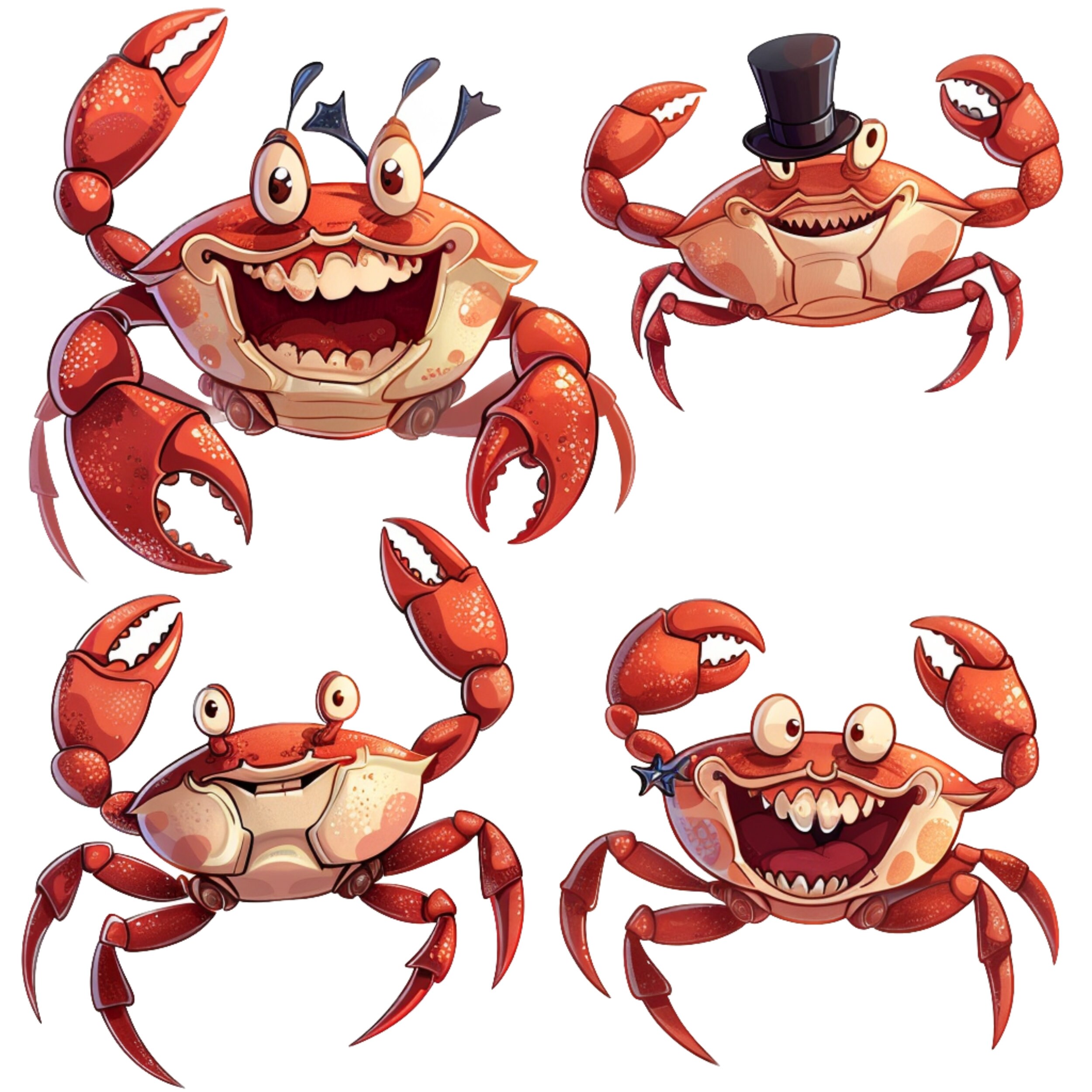 12 PNG Mutant Crabs Clipart Bundle, Blue Crab Wall Art, Crabs Party ...