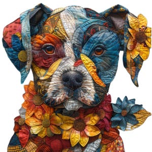 Patchwork Puppy Digital Images: Colorful Dog Illustration (PNG) - Etsy