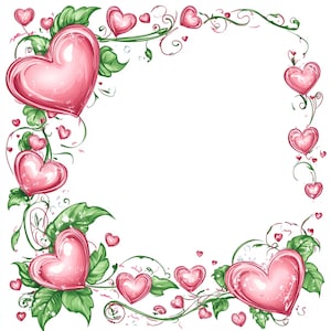 Frame of Hearts Valentine’s Day Clipart, Romantic Heart Frames, 12 JPG ...
