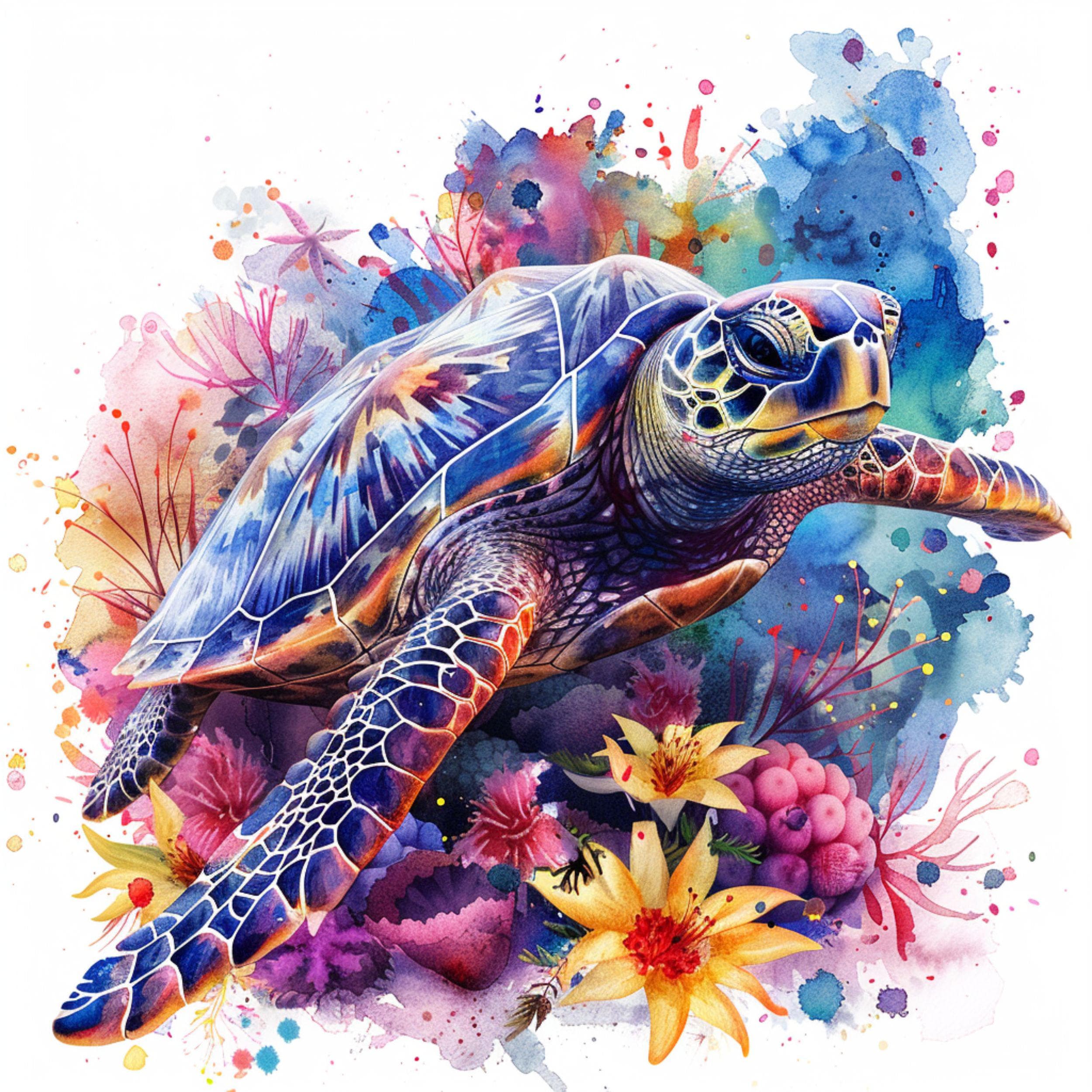 14 OCEAN TURTLE CLIPARTS, Watercolor Images of Sea Turtle, Digital ...