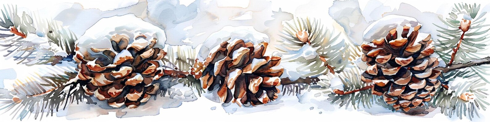 Snow Pine Cones Digital Art: Winter Holiday Print (commercial Use ...