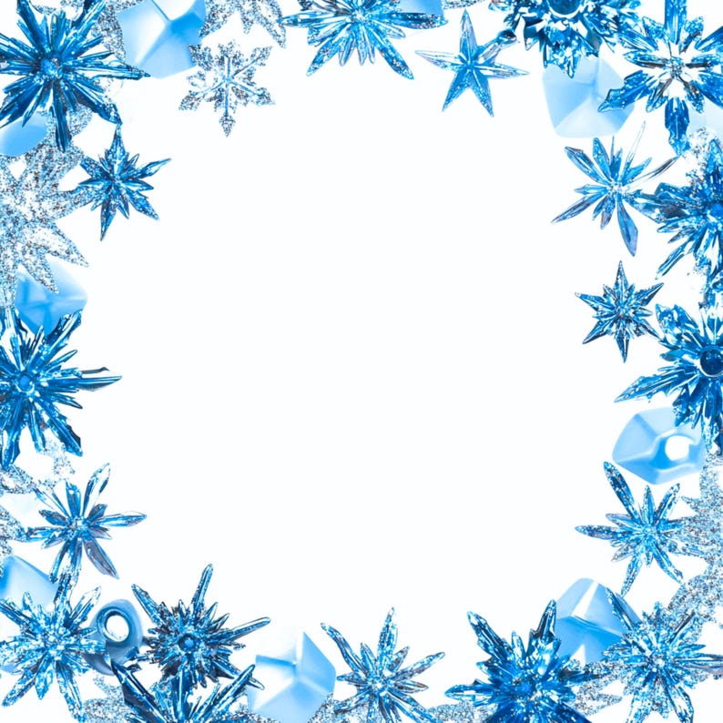 Christmas Snowflake Frame Clipart: Icy Winter Border (digital Images ...