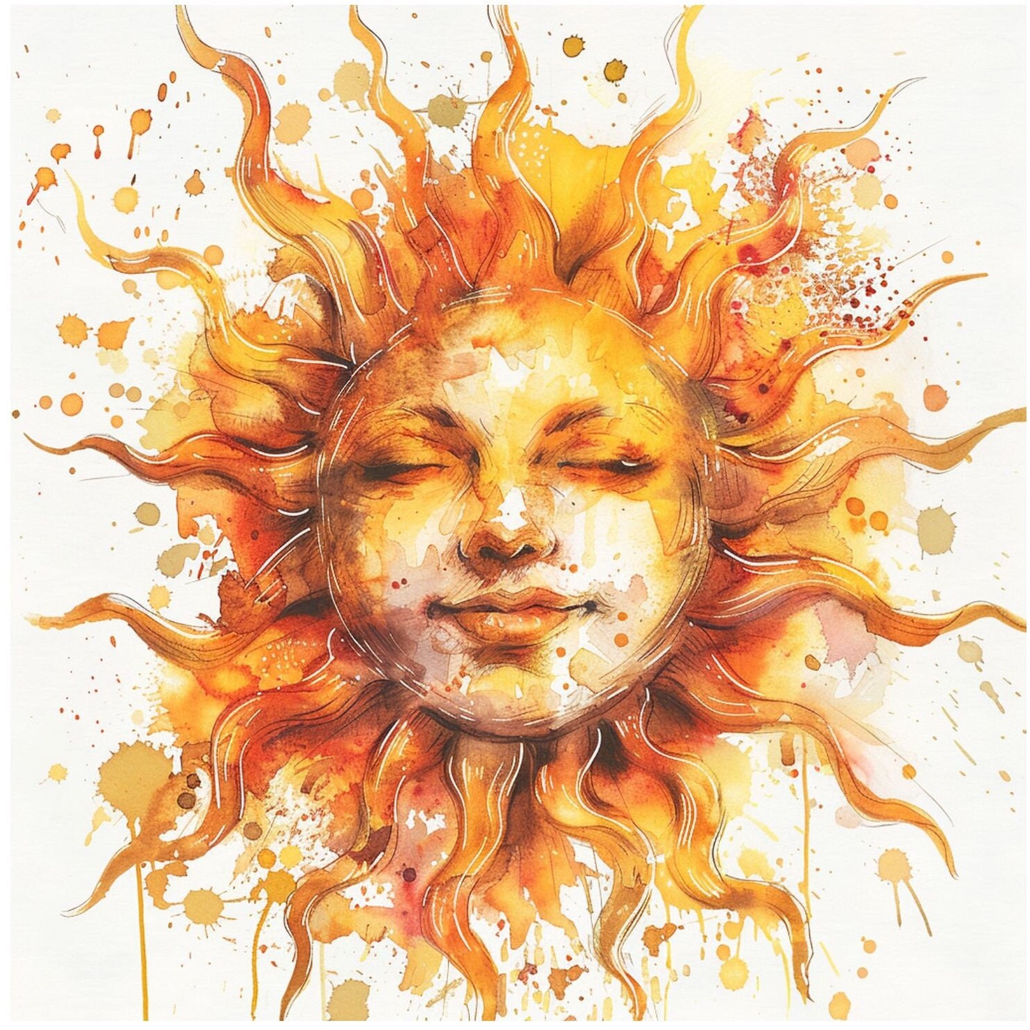 16 the Sun Clipart, JPG Clipart. Watercolor Sun. Printable Watercolor ...