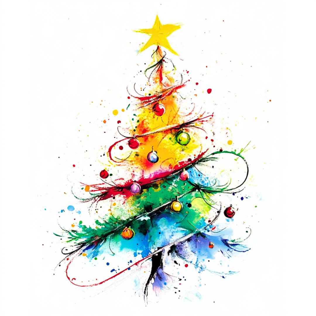 Watercolor Christmas Tree Clipart: Abstract Holiday Art (digital ...