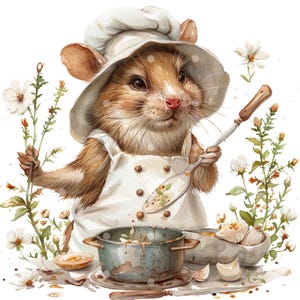 Watercolor Gopher Clipart: Chef PNG Images (digital Download) - Etsy