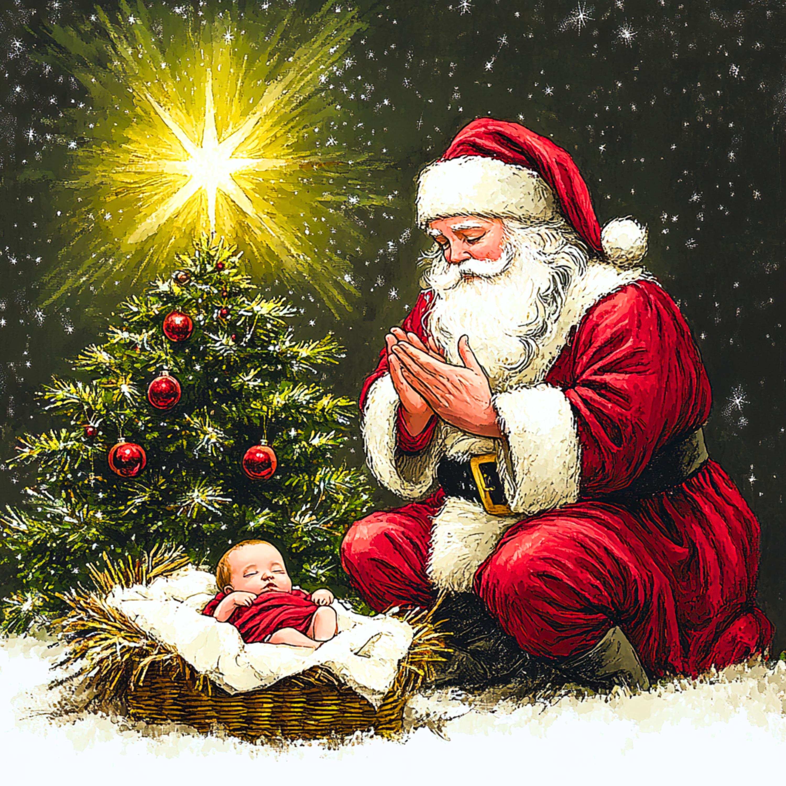 10 Santa and Baby Jesus Christmas Art: Religious Holiday Decor (digital ...
