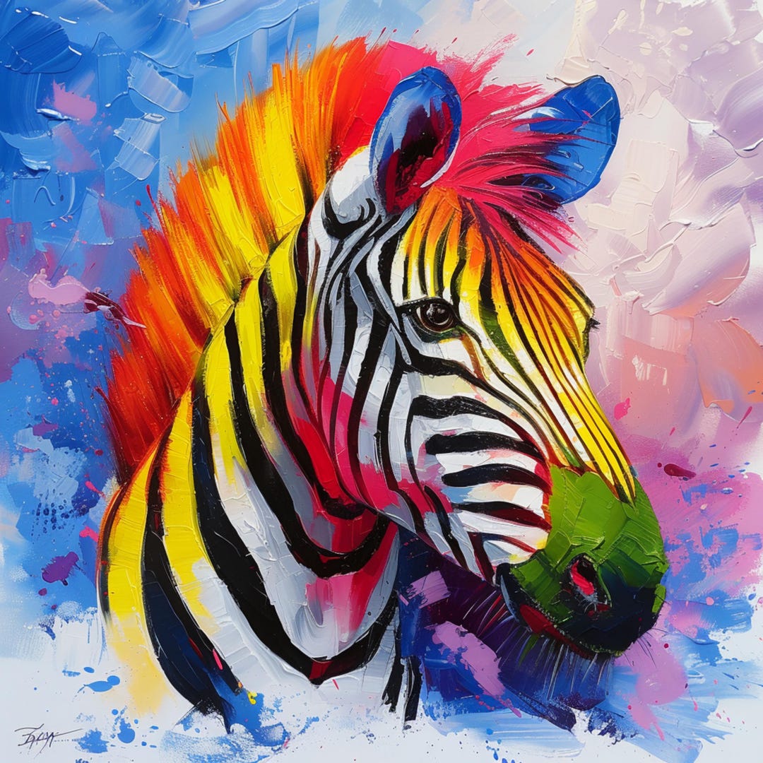 12 Zebra Neon Clipart, Zebra Clip Art Wall Art, Watercolor Zebra ...